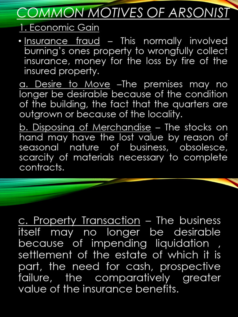 C. Common Motives of Arsonist | PDF | Arson | Crime & Violence