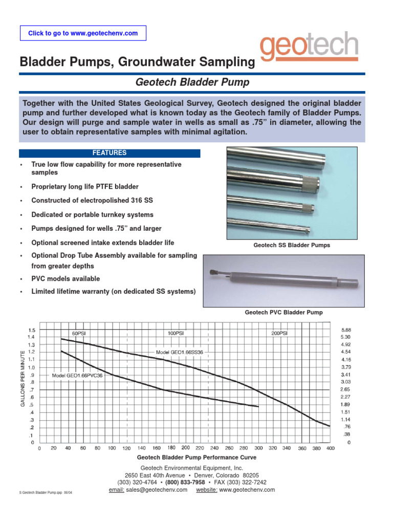Geotech Bladder Pump | PDF | Technology & Engineering