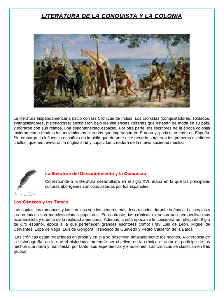 Literatura de La Conquista y La Colonia 4to | PDF | Barroco | Nueva españa