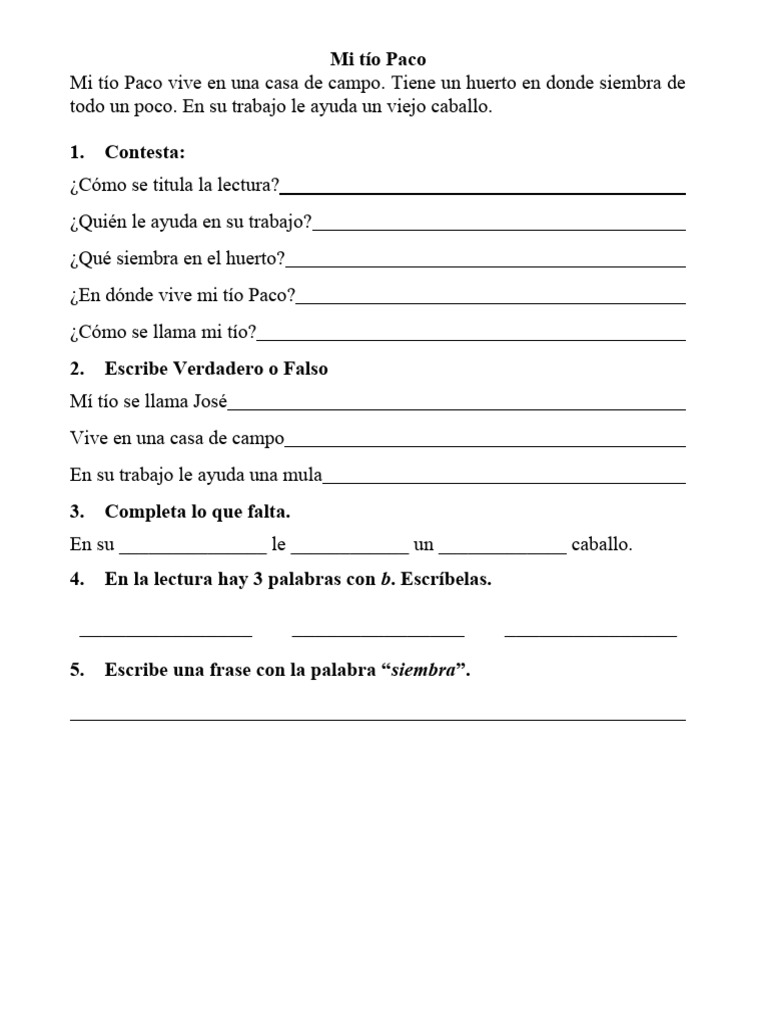 Actividades de Comprensión Lectora Infantil | PDF