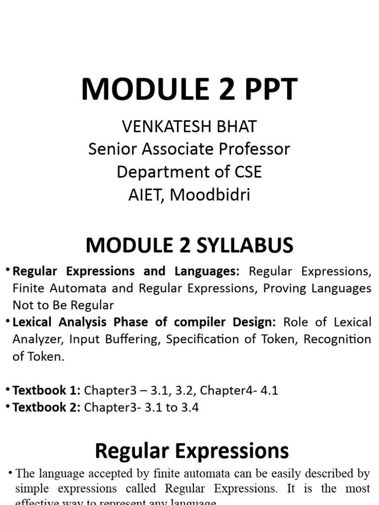 21CS51 ATCD MODULE 2 - 1 Regular Expressions | PDF | Formalism (Deductive) | Mathematical Logic