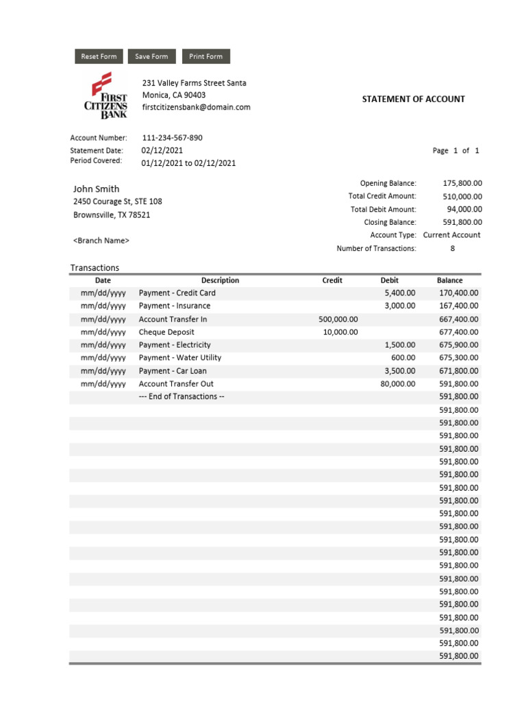 Bank Statement Template 1 TemplateLab | Download Free PDF | Payments ...