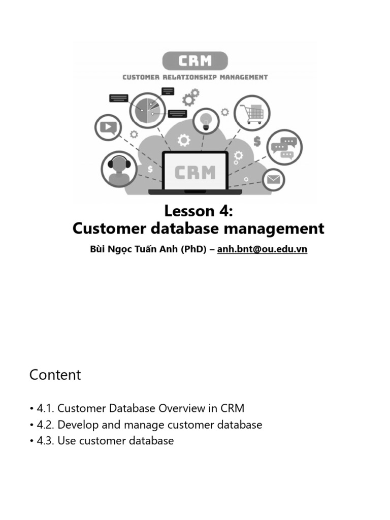 Lesson 4 Customer Database Management | PDF | Customer Relationship Management | Databases