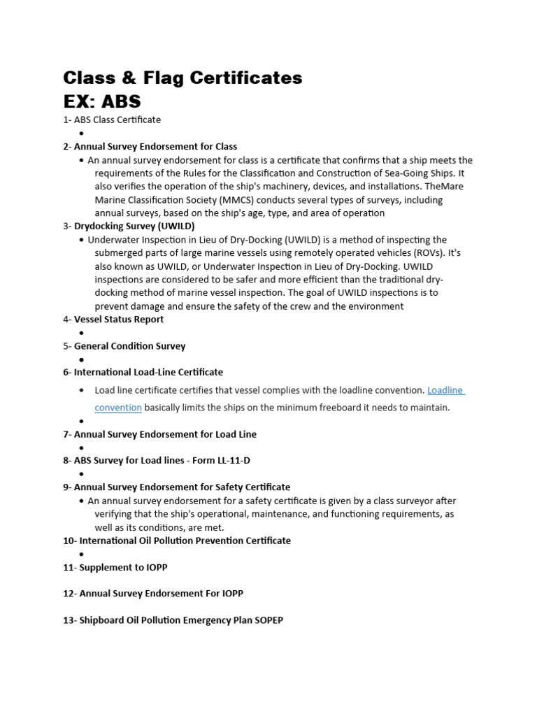 Ship Class Inspection Certificates | PDF | Ships | Shipping