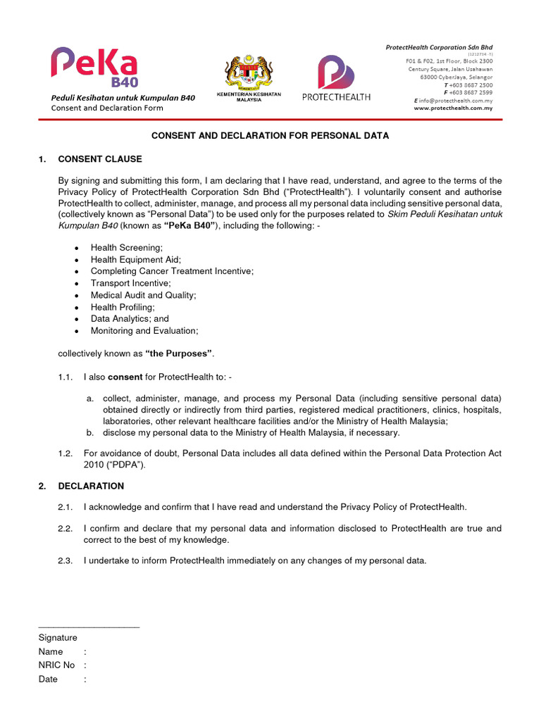 Peka B40 Consent Form English | PDF | Health Care | Social Programs
