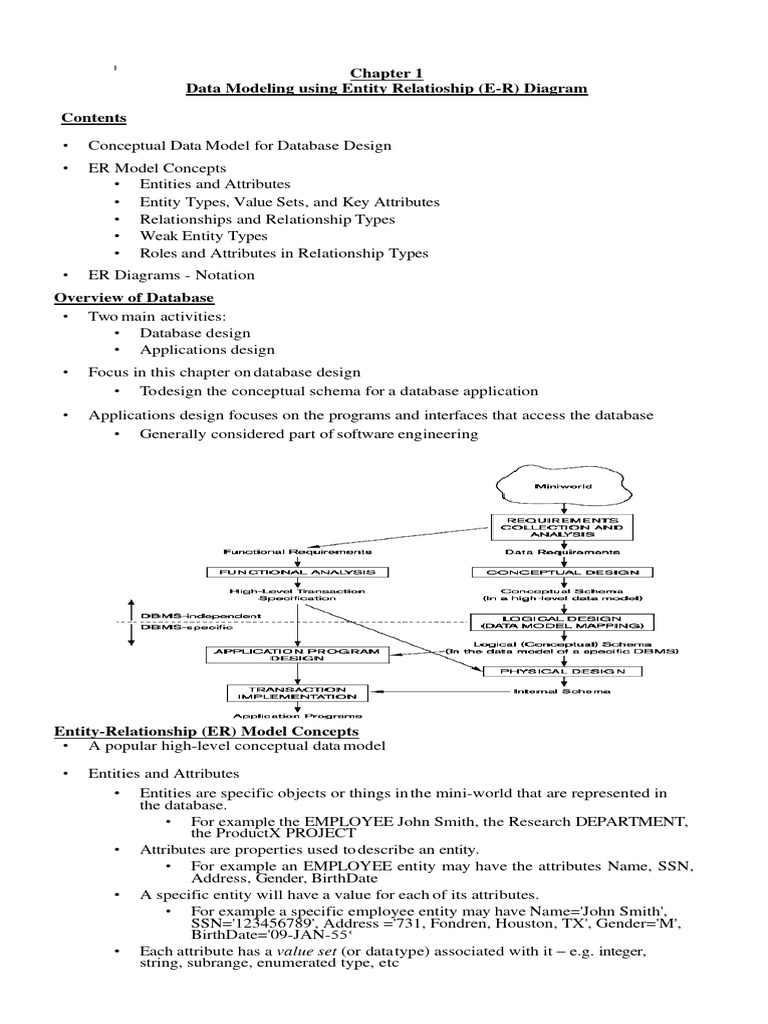 Unit 1-Data Modeling using Entity Relationship (E-R) Diagram | PDF | Conceptual Model | Databases