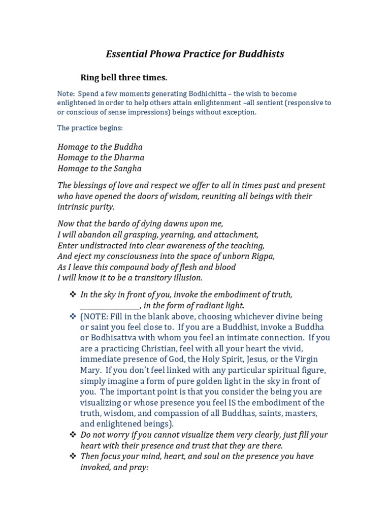 Essential Phowa Practice Buddhists | PDF | Enlightenment In Buddhism ...