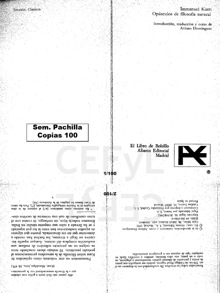Kant Opusculos de Filosofia Natural | PDF | Ciencia y matemática