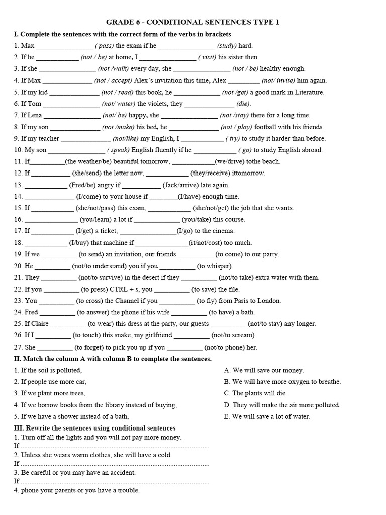 Grade 6 - Conditional Sentences | PDF | Earth Sciences | Natural ...