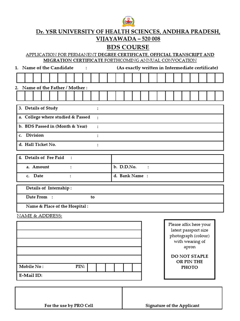 BDS Application | Download Free PDF | Dental Degree | Health Care