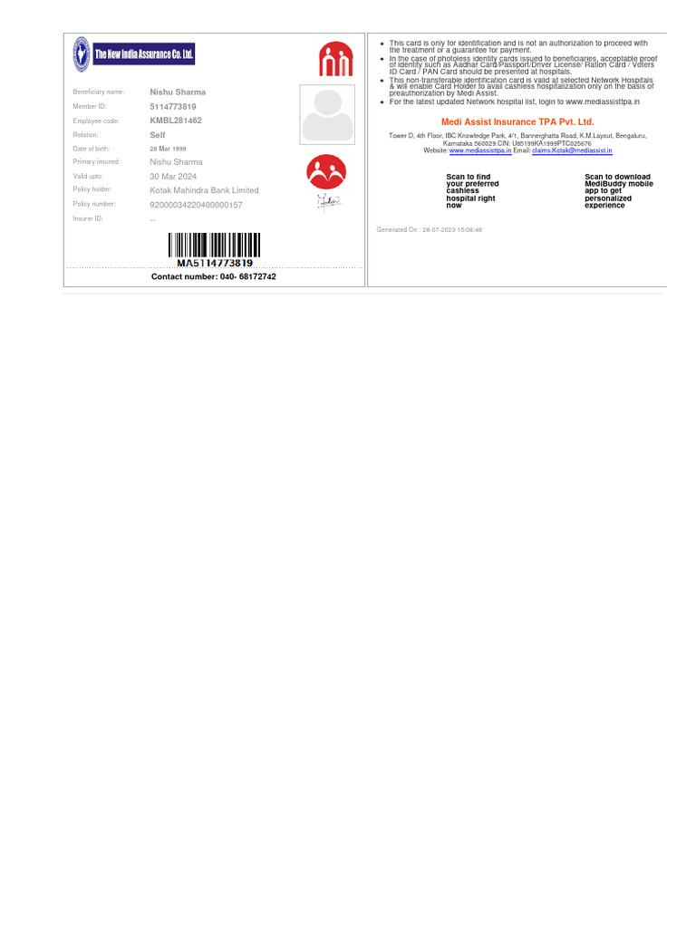 E Medical Card | PDF | Identity Document | Government And Personhood