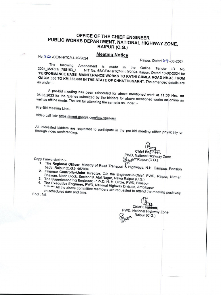 Pre Bid Meeting Notice | PDF Pre Bid Meeting Notice | PDF