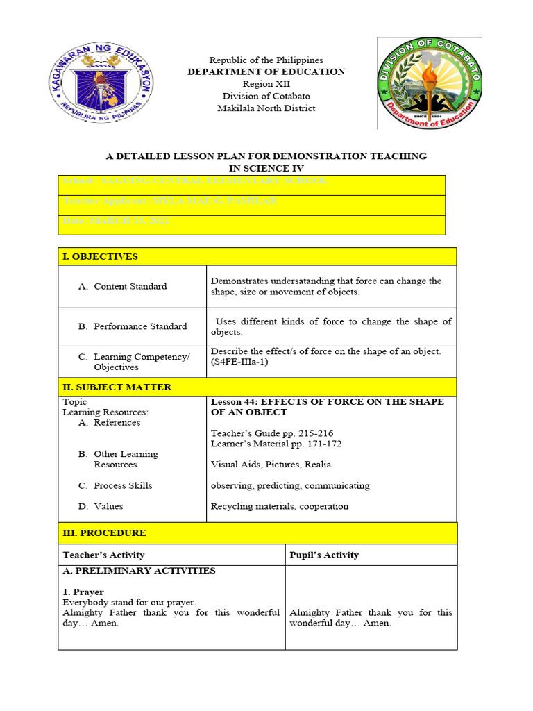 Lesson Plan | PDF | Teachers | Lesson Plan