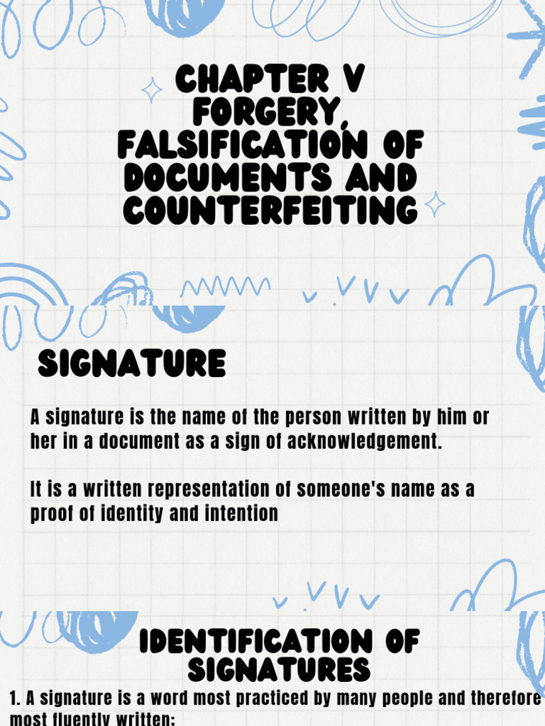 Chapter V Forgery, Falsification of Documents and Counterfeiting ...