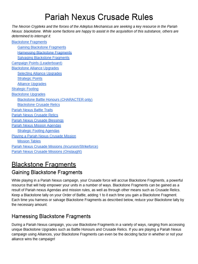 Pariah Nexus Blackstone Crusade Guide | PDF | Battles | Flanking Maneuver