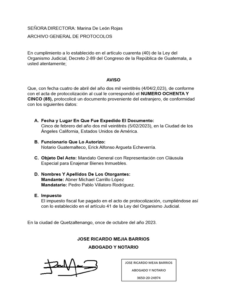 Avisos Notariales | PDF | Guatemala | Derecho Civil (Common Law)