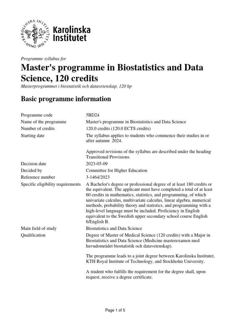 KTH Biostatistics | PDF | Statistics | Methodology
