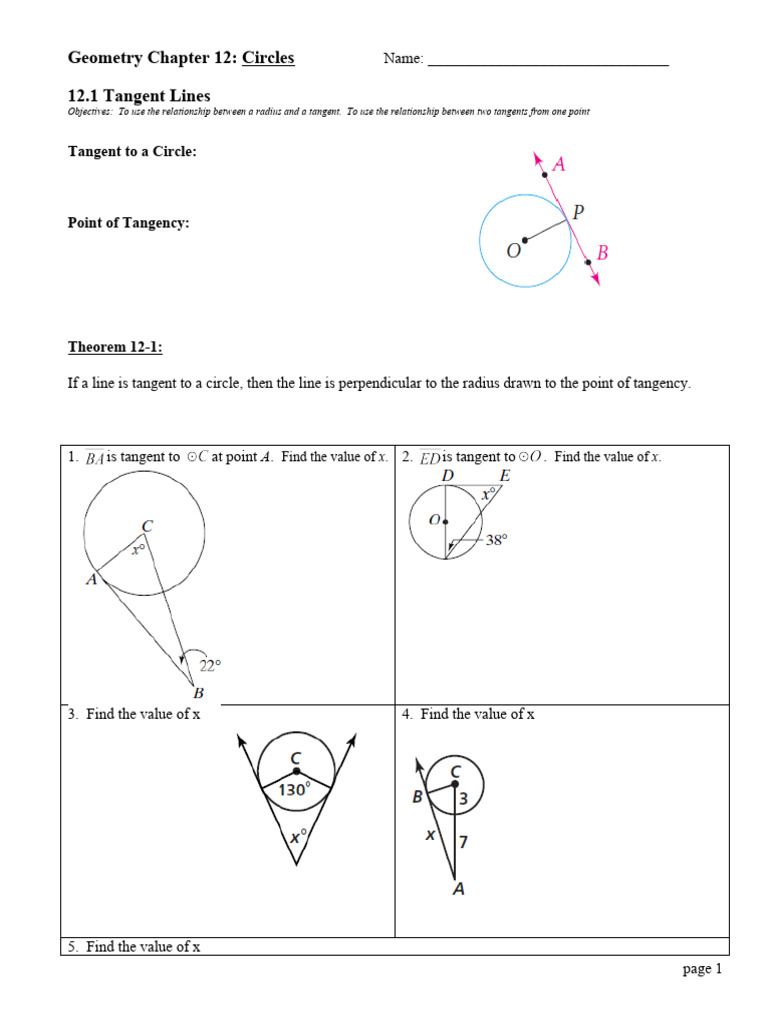 Geom Chapter 12 Notes | PDF | Circle | Angle