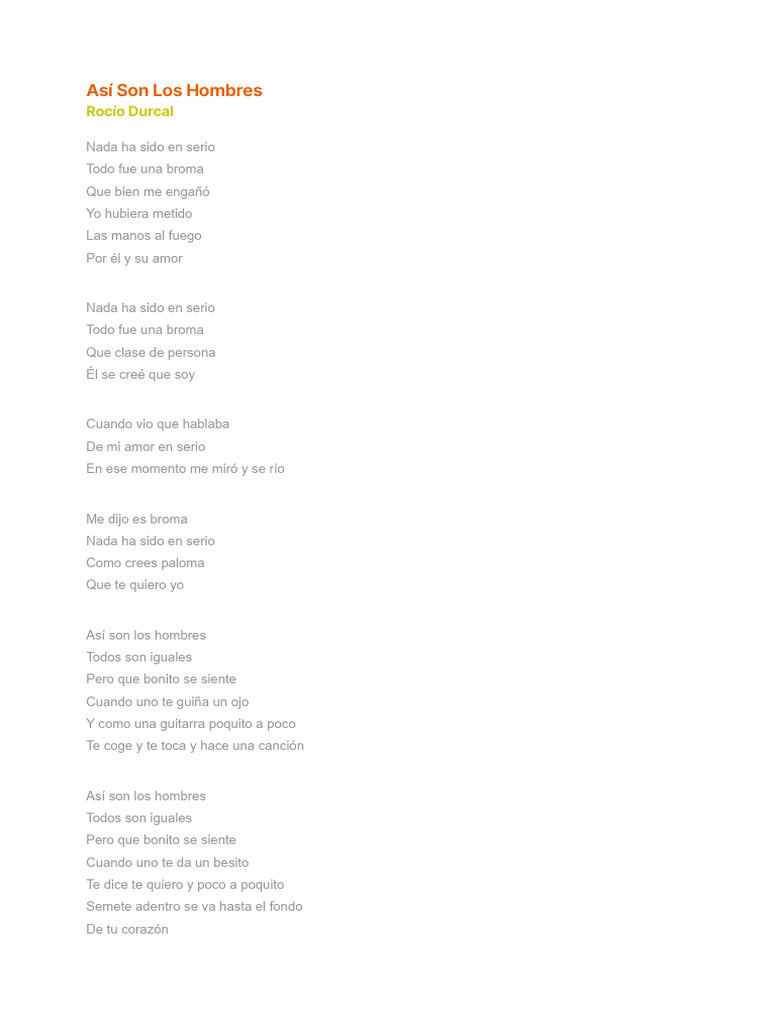 ASÍ SON LOS HOMBRES - Rocío Durcal - LETRAS.COM | PDF