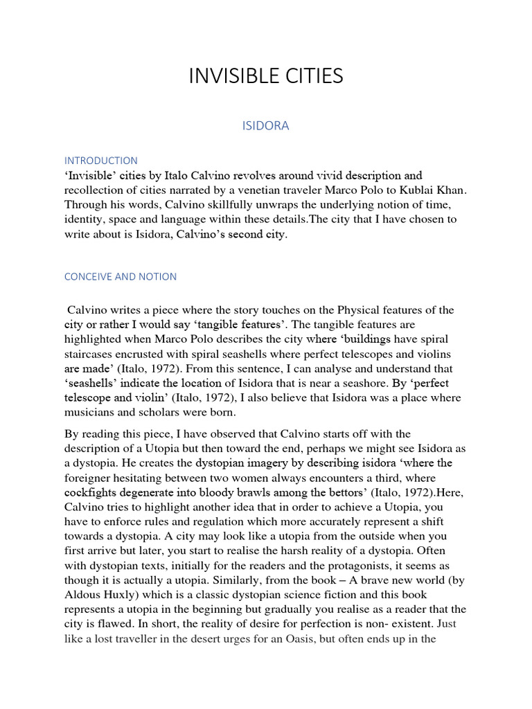 INVISIBLE CITIES Isidora | Download Free PDF | Dystopia