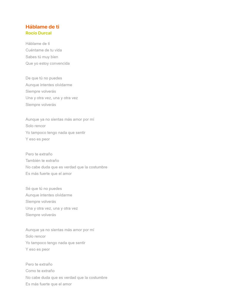 Háblame De Ti Rocío Durcal Pdf