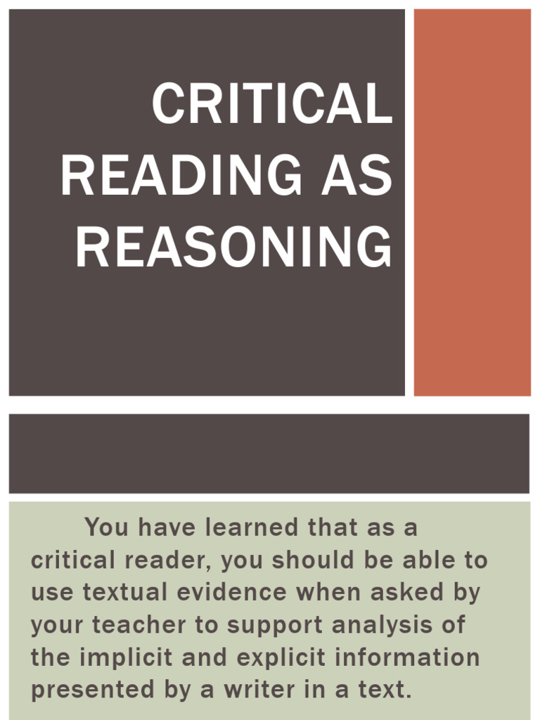 Critical Reading As Reasoning | PDF | Judgment (Law) | Reason