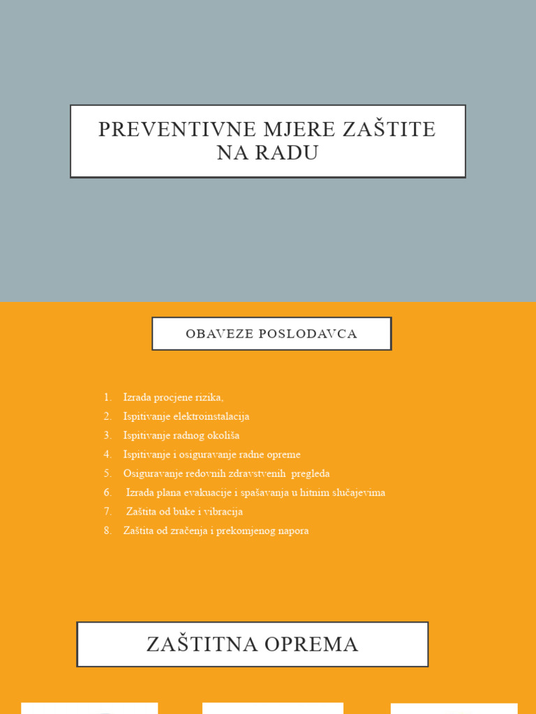 Preventivne Mjere Zaštite Na Radu | PDF