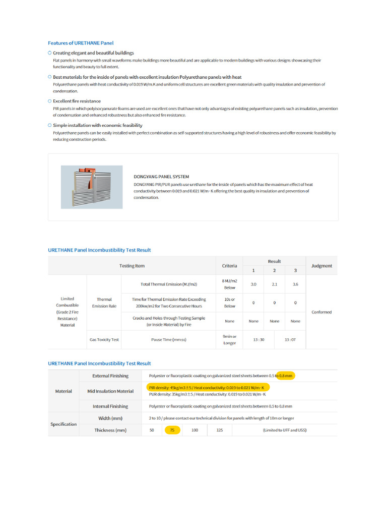 URETHANE Panel TDS - DY | PDF