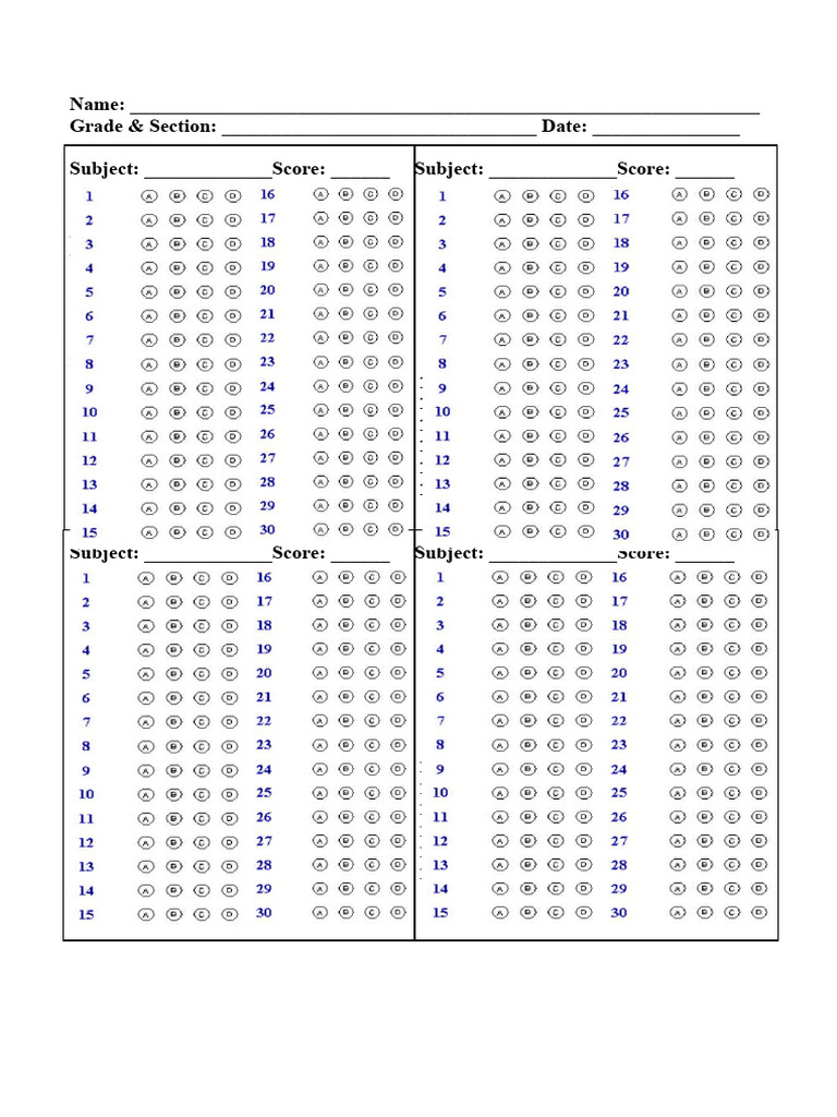 answer-sheet-Shading | PDF