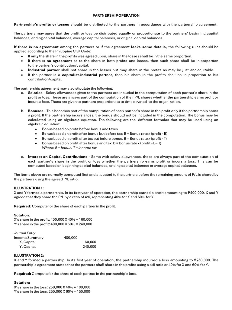 02 Partnership Operation | PDF | Partnership | Interest