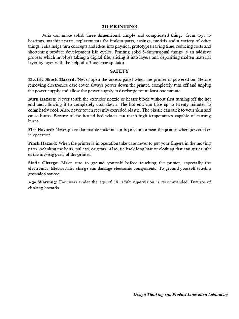 3D Printer Setup and Safety Guide | PDF | 3 D Printing | Printer ...
