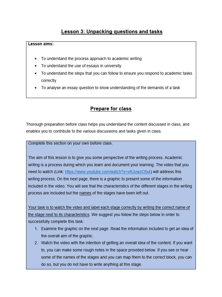 Lesson 3 - Unpacking Questions and Tasks | PDF | Essays | Plagiarism
