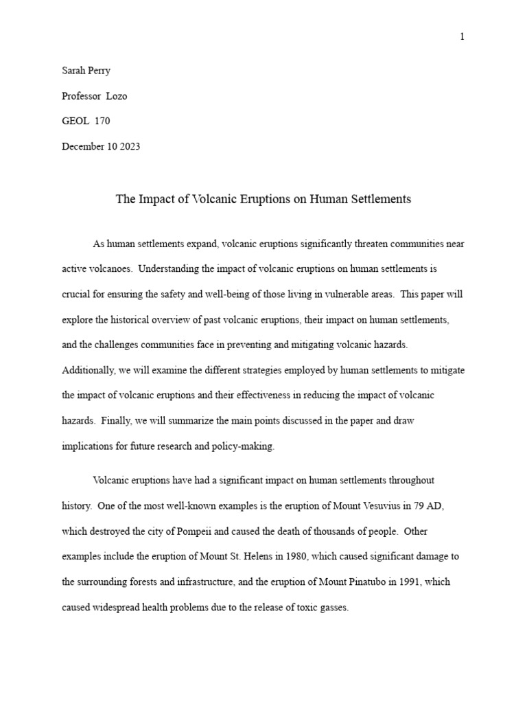 Geology Final Paper | PDF | Volcano | Emergency Management Geology Final Paper | PDF | Volcano | Emergency Management