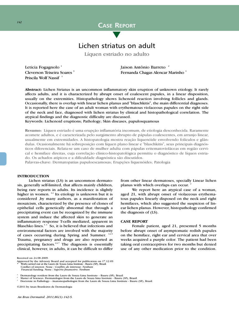 Lichen Striatus On Adult | PDF | Dermatology | Cutaneous Conditions