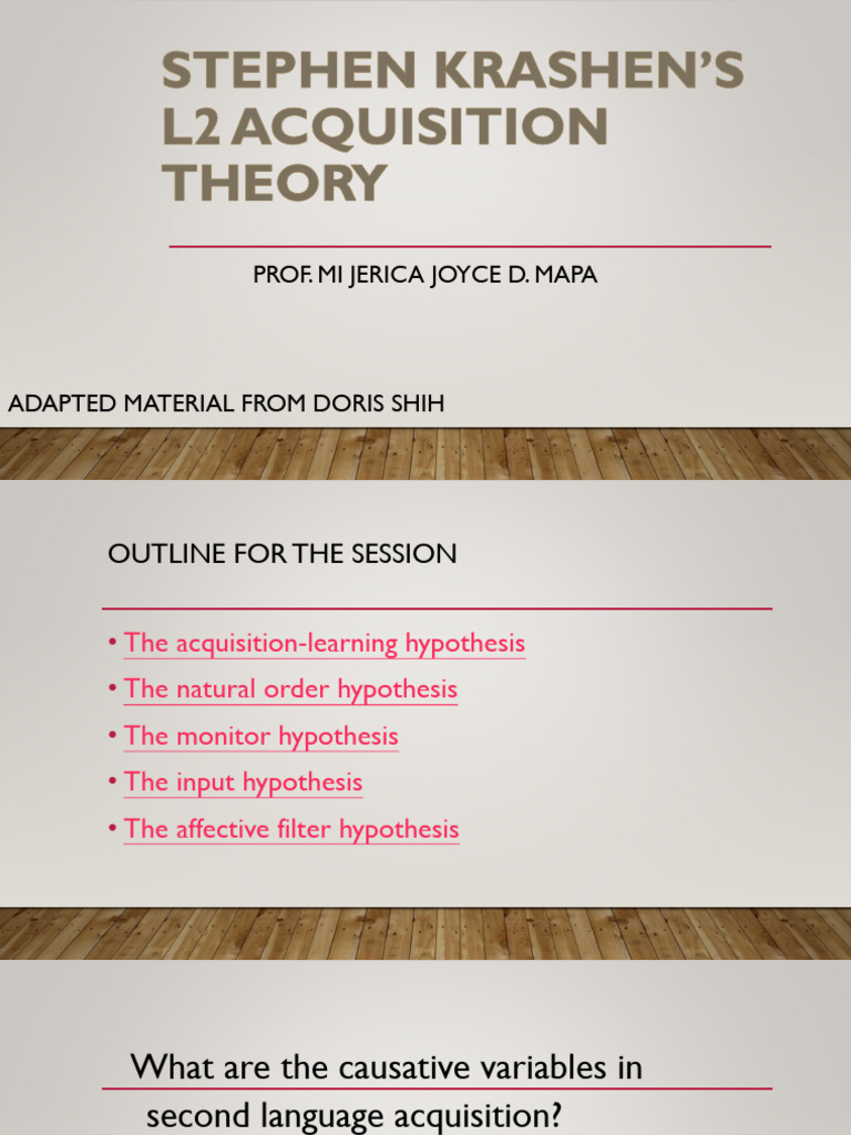 Krashen's Five Hypotheses Explained | PDF | Second Language | Second ...