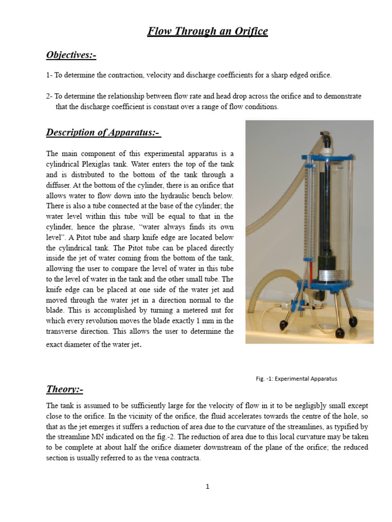 Flow Through An Orifice | Download Free PDF | Mechanics | Chemical ...