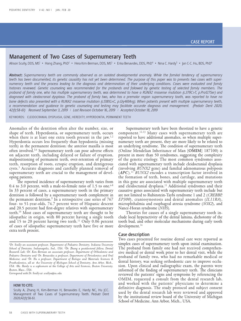 Management of Two Cases of Supernumerary Teeth: Case Report | PDF ...