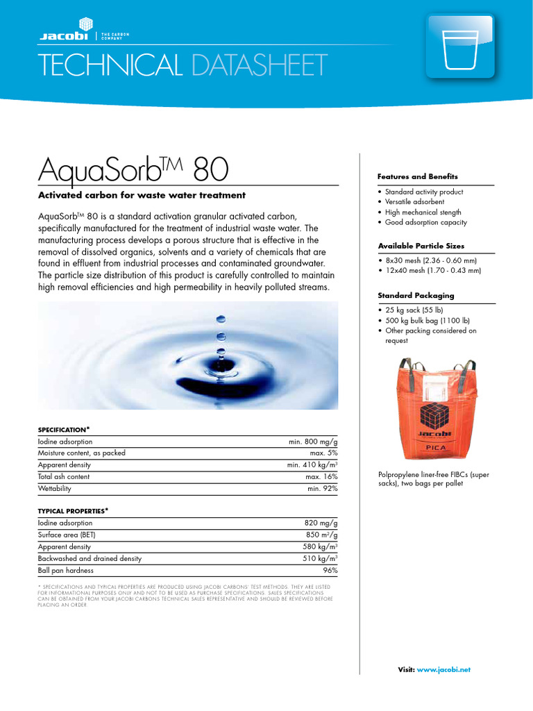Jacobi TDS Aquasorb 80 A4 Eng C0715 | PDF | Adsorption | Materials
