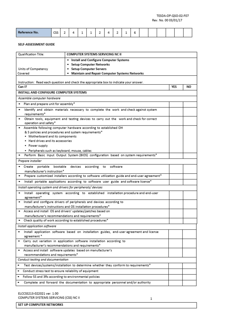 CSS NC Ii Sag 2023 - Latest | PDF | Installation (Computer Programs ...