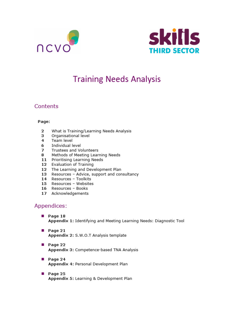 Training Needs Analysis Guide | PDF | Mentorship | Learning