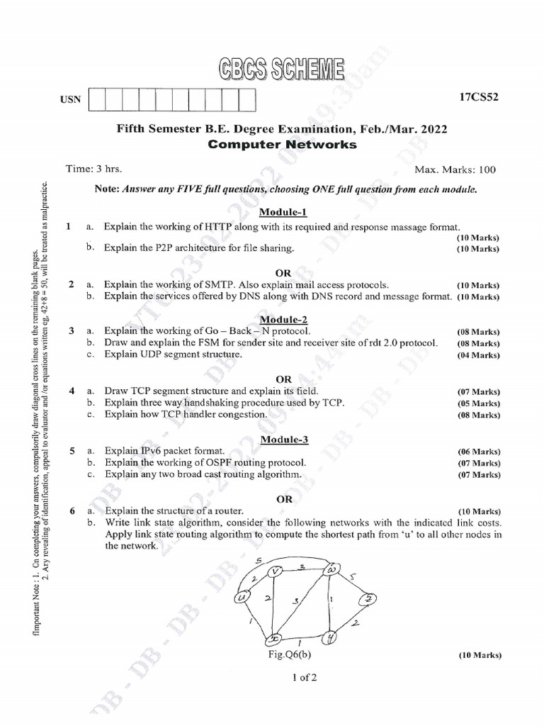 5th - 6th Semester Question Papers CSE - ISE Feb-March 2022 p2 | PDF