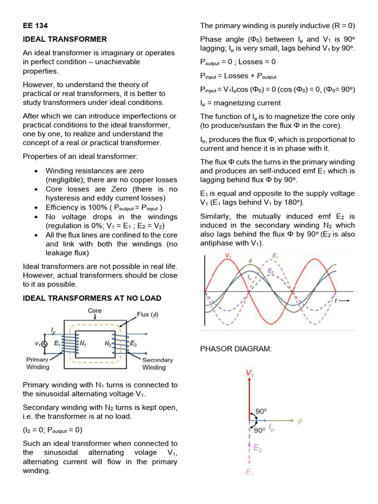 EE 134 Handouts | PDF | Transformer | Electrical Components