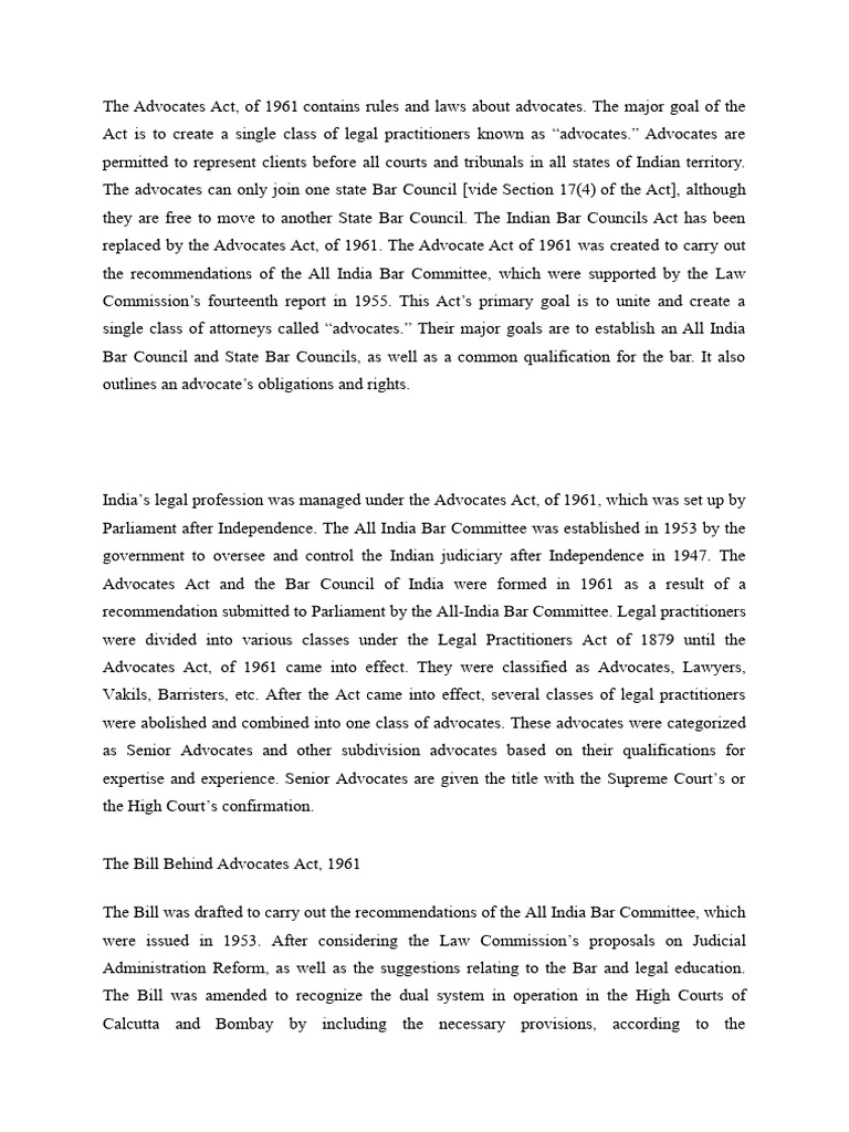 Advocate Act | PDF | Advocate | Lawyer