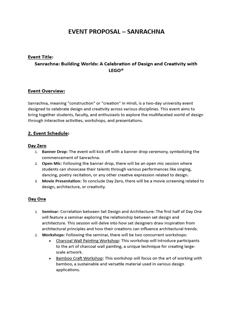 EVENT PROPOSAL Snarachna | PDF | Creativity | Design