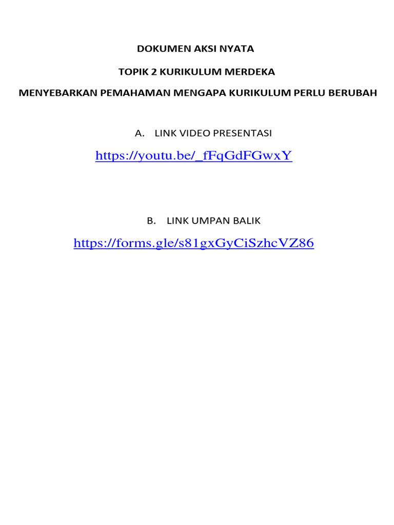 DOKUMEN AKSI NYATA MODUL 2 KURIKULUM MERDEKA (HASIL PERBAIKAN) | PDF