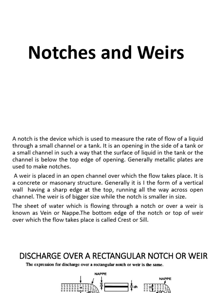 Notches and Weirs Flow Measurement | PDF