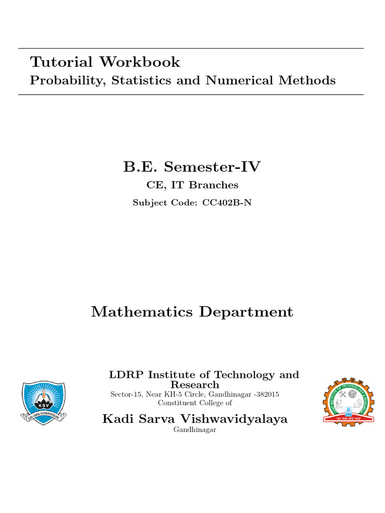 Probability & Statistics Workbook | PDF | Probability Distribution | Expected Value