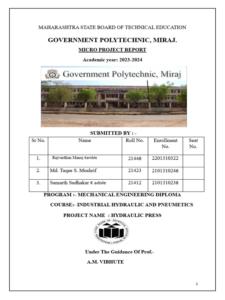 Government Polytechnic, Miraj.: Micro Project Report Academic Year ...