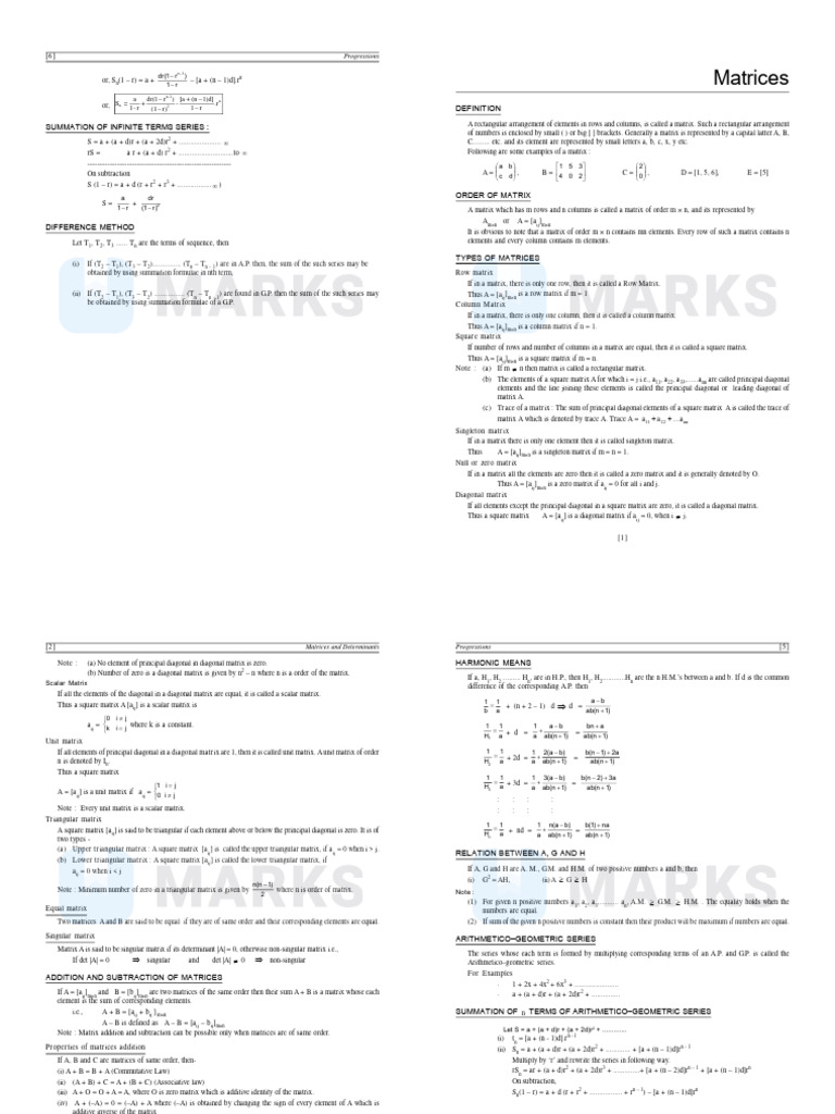 ALGEBRA 01 - Booklet | PDF | Matrix (Mathematics) | Algebra