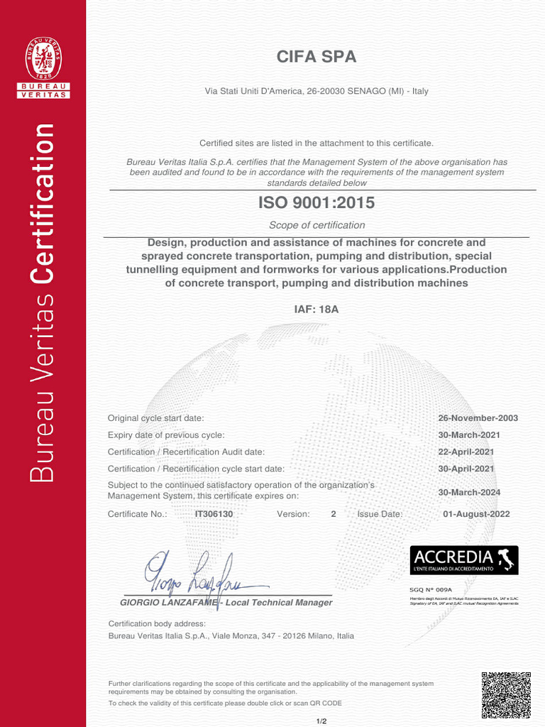 Cifa Iso 9001 Eng | PDF | Iso 9000 | Regulation
